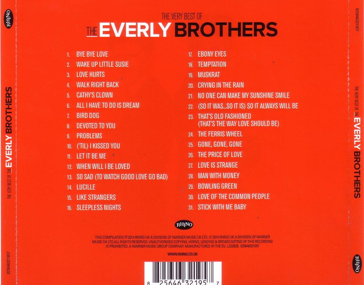 The Everly Brothers The Very Best Of : Back | CD Covers | Cover Century ...